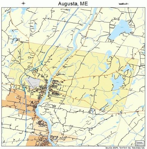 Amazon.com: Large Street & Road Map of Augusta, Maine ME - Printed ...