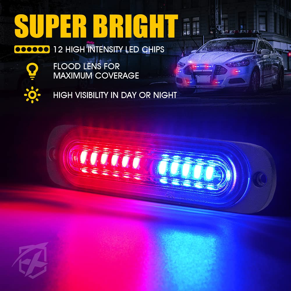 Snapklik.com : Red Blue LED Surface Mount Strobe Police Lights Kit, w ...