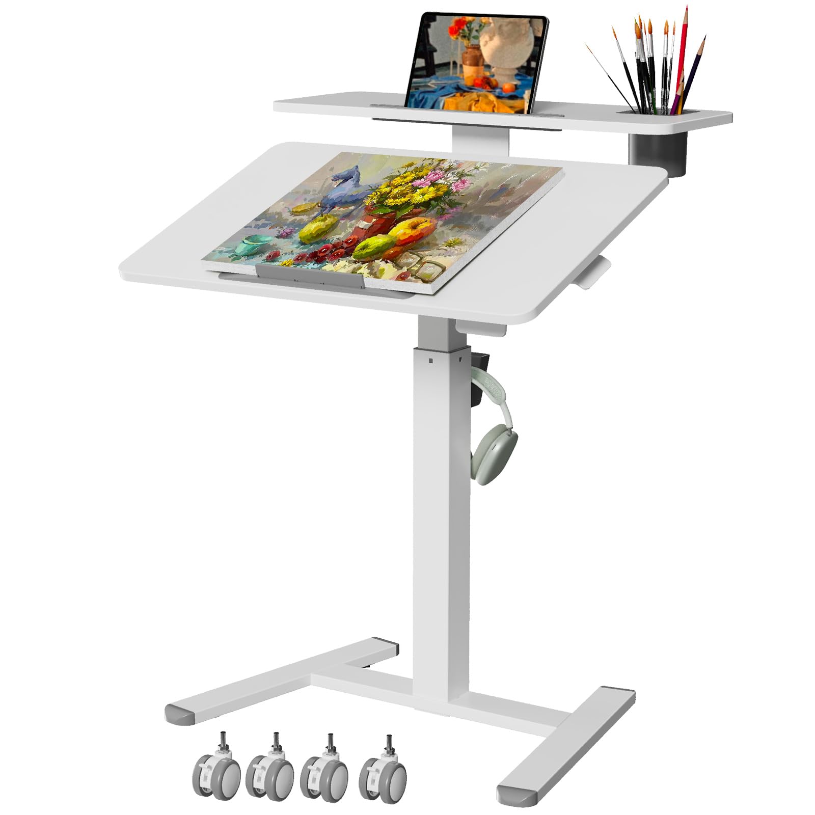 Snapklik.com : Liftsync 28Inch Mobile Standing Desk On Wheels Rolling ...