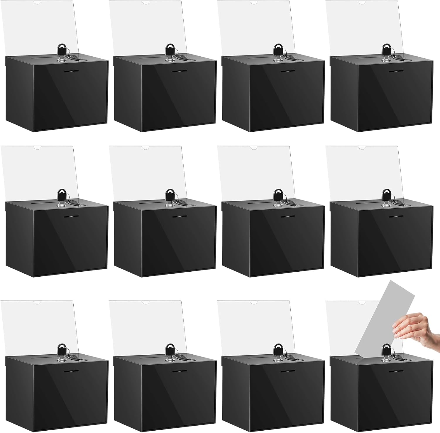 Amazon.com: Kigley 12 Pcs Acrylic Donation Box with Lock Key Sign ...