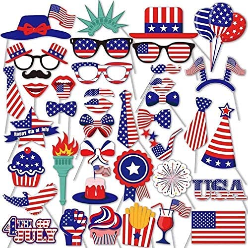 4th of July Photo Booth Props - For American Independence Day Star ...