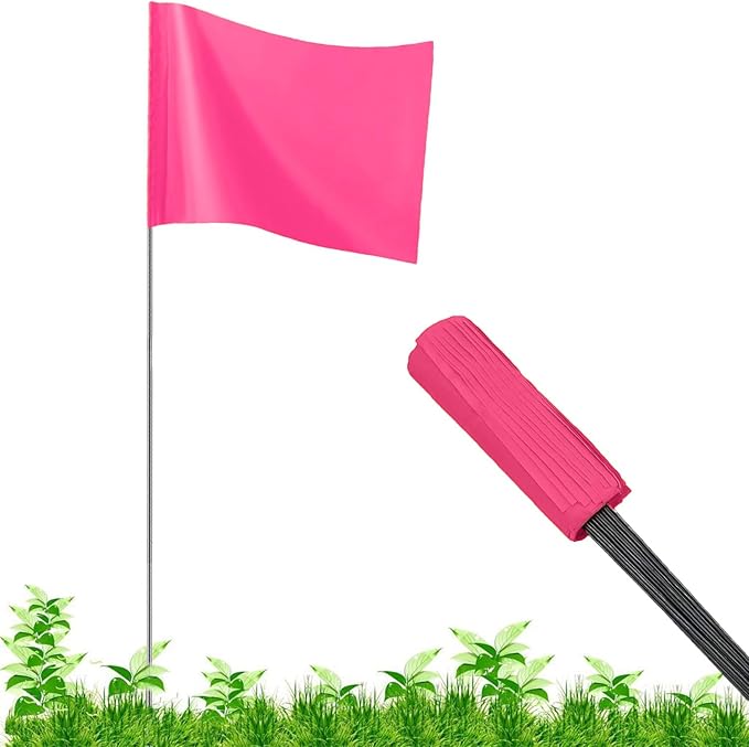 Amazon.com: 100Pack Pink Marking Flags, JIZHGRAD 16x4x5 Inch Marker ...