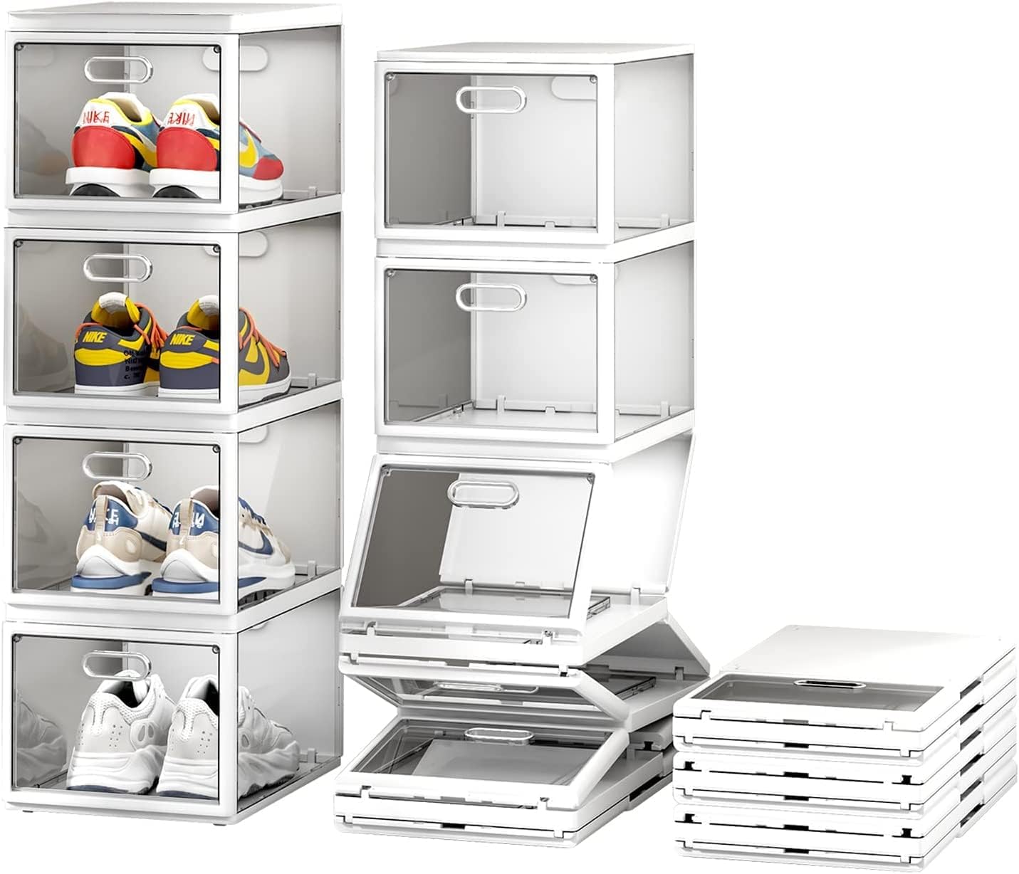 Arabest Foldable Shoe Storage Box, 4 Layers Stackable Shoe Organizer ...