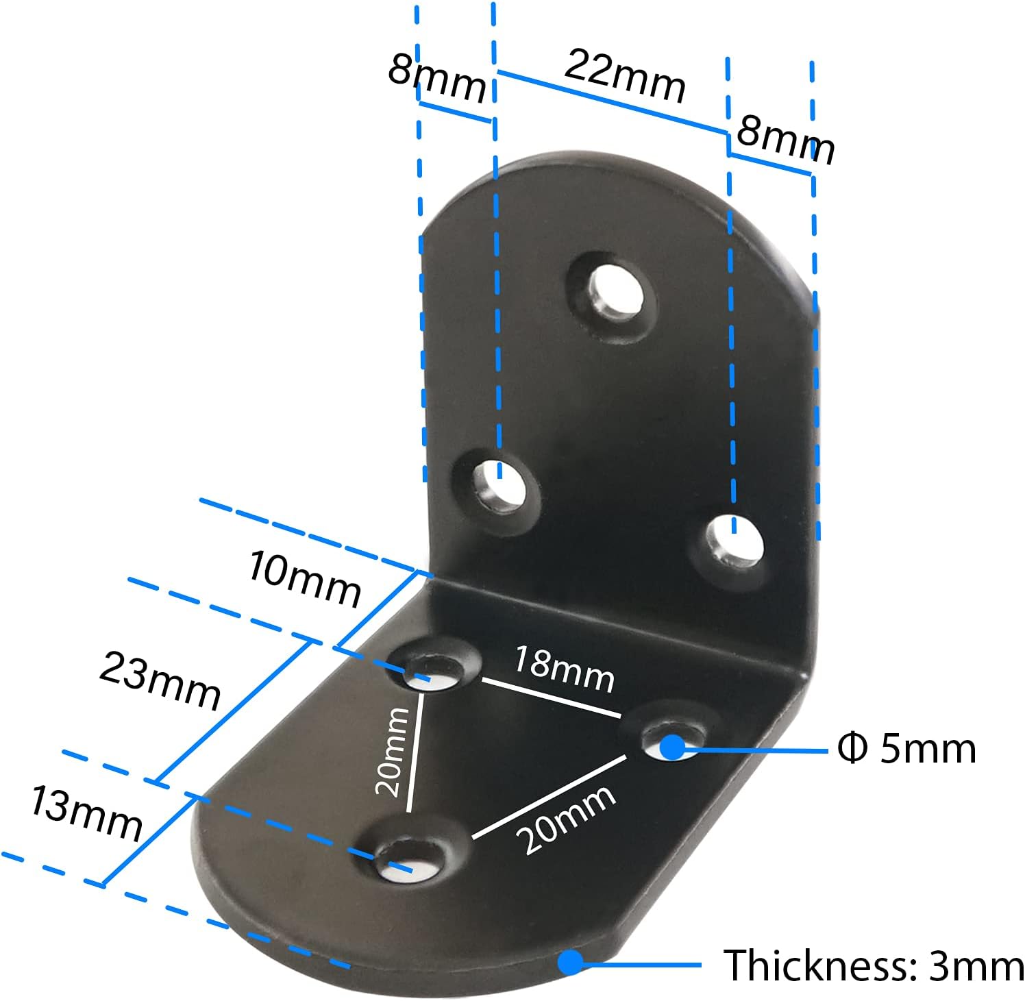 10PCs Corner Brace 3mm Thick 50mm x 50mm x 38mm L Bracket Right Angle ...