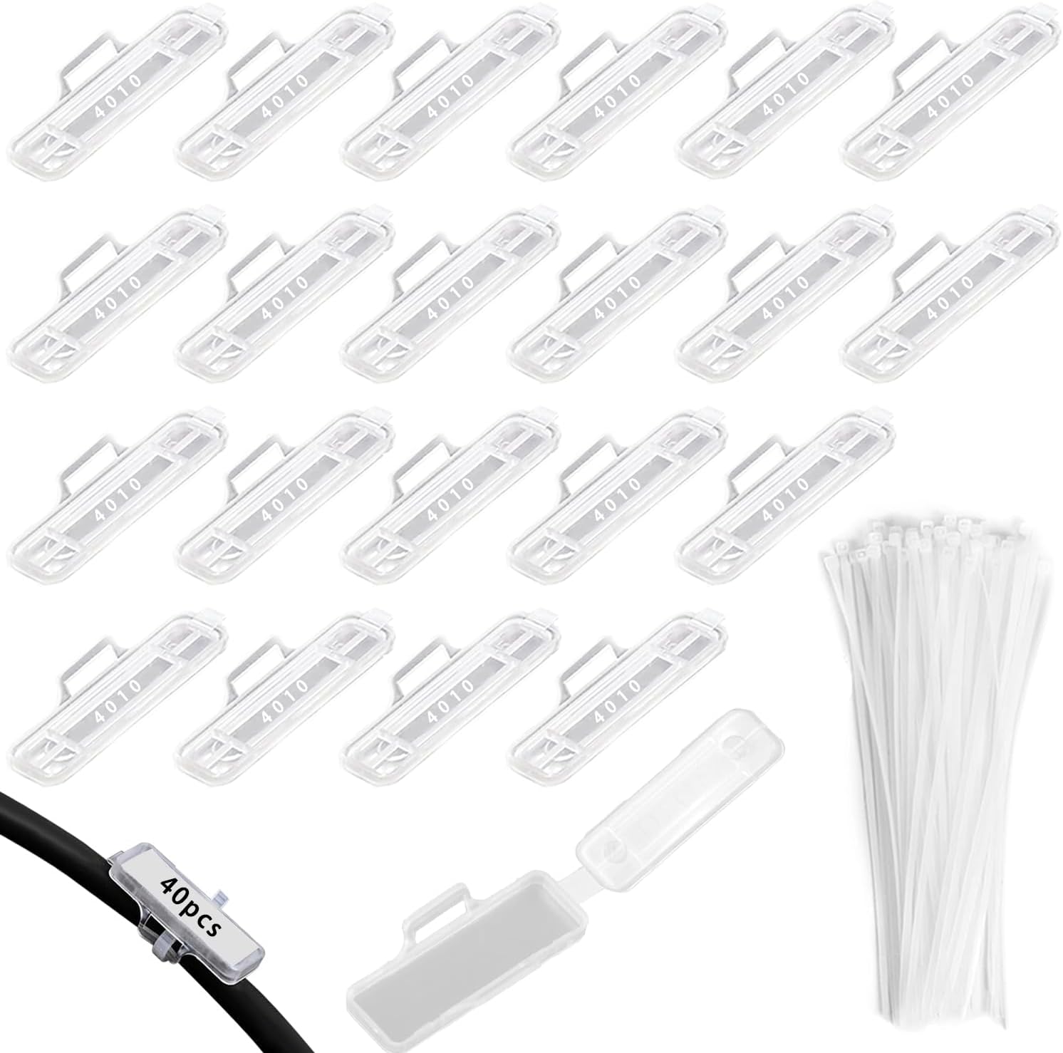 RXKFIGX 40 Pieces Transparent Cable Labels and 40 Pieces White Cable ...