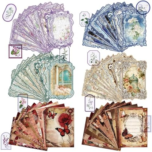 Amazon.com: 60 Sheets Lace Edged Scrapbook Stationery Paper Assorted ...