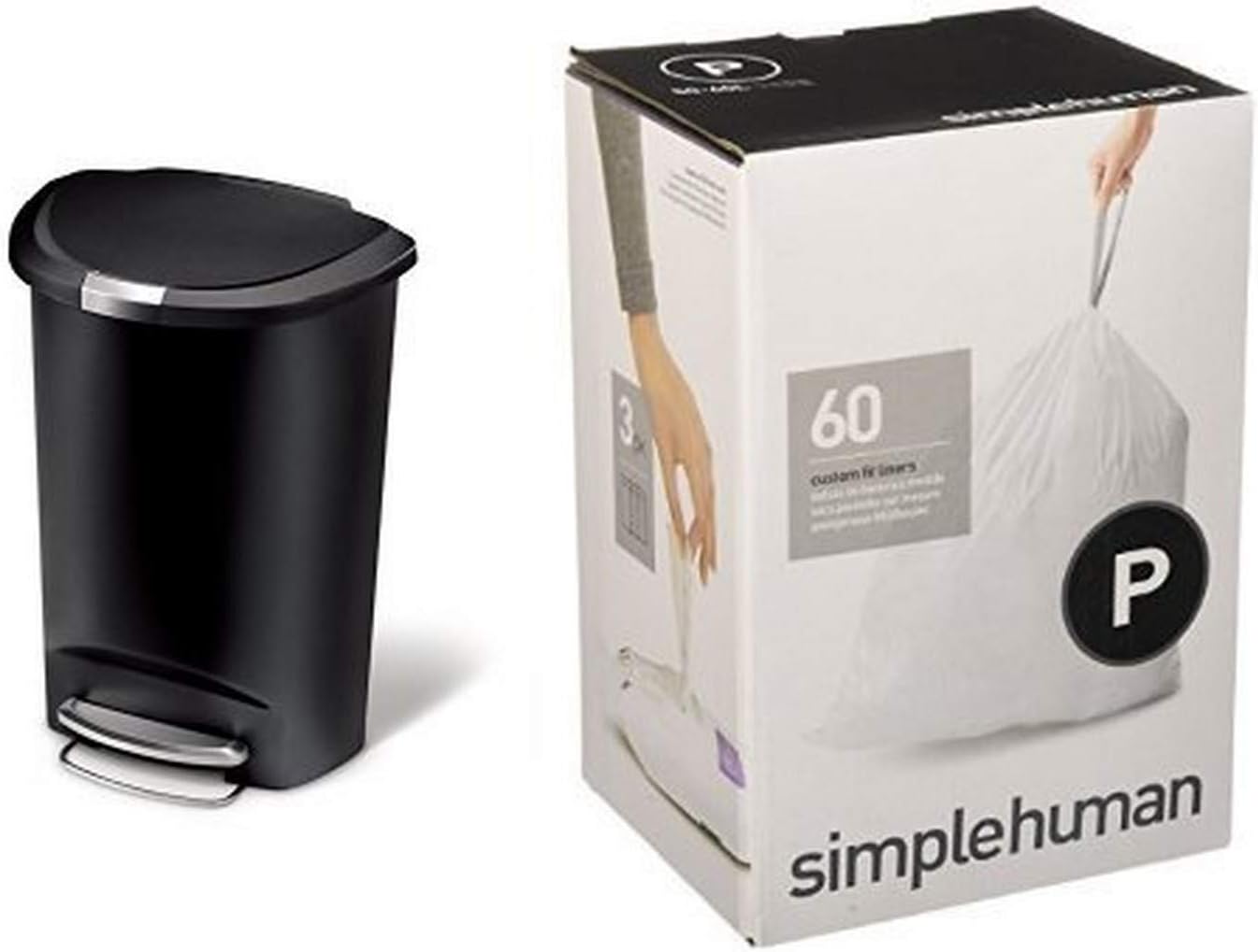 simplehuman 50L Semi-Round Step Can with Black Nepal | Ubuy