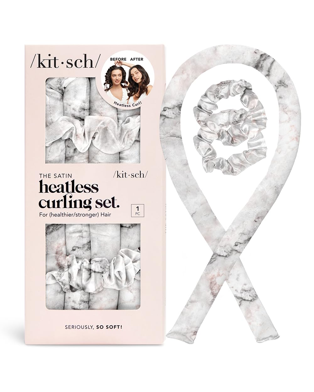 Amazon.com : Kitsch Satin Heatless Curling Set - Overnight Hair Curlers ...