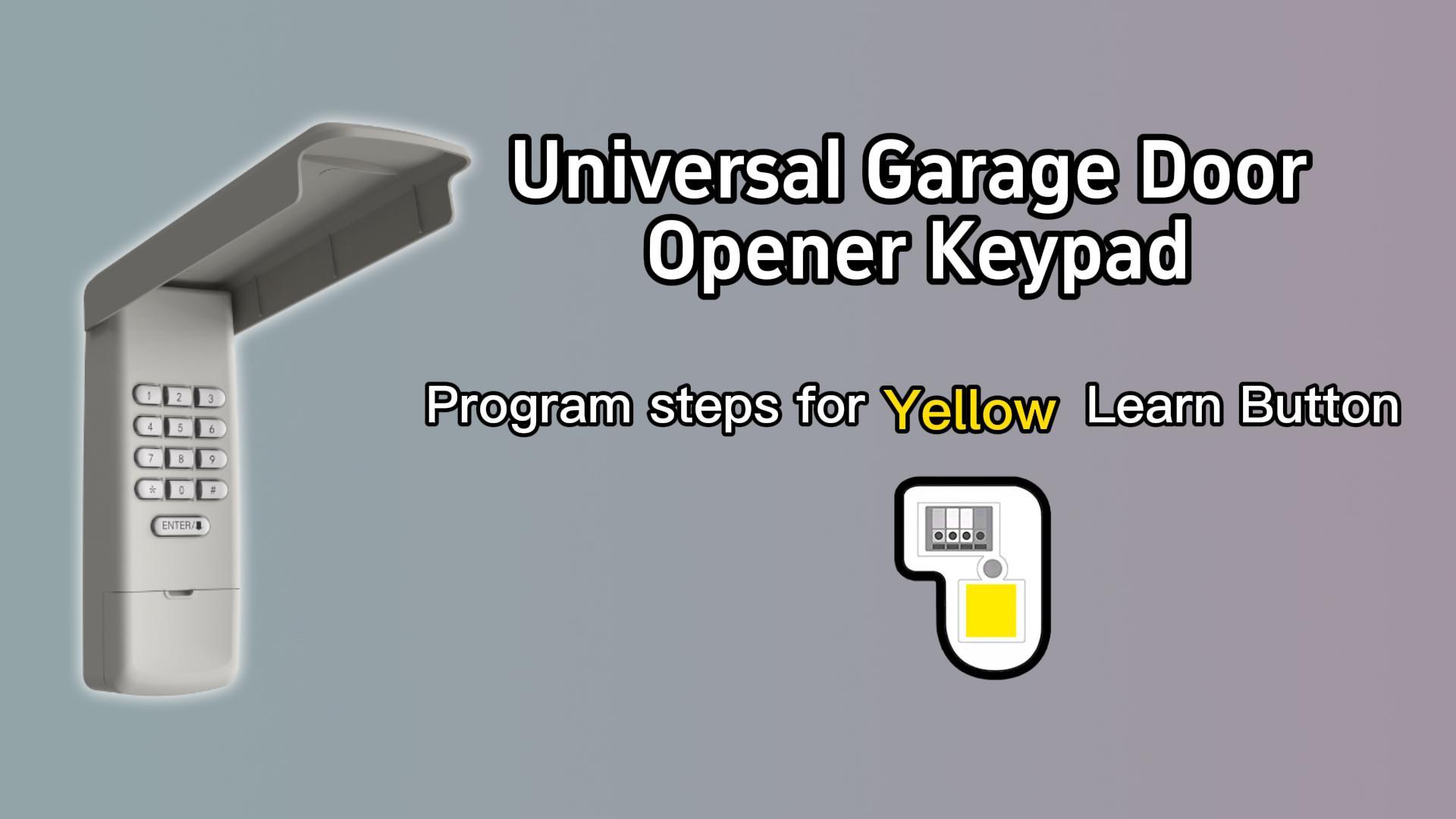 Watch Universal Keypad Programming steps for Yellow Learn Button on ...