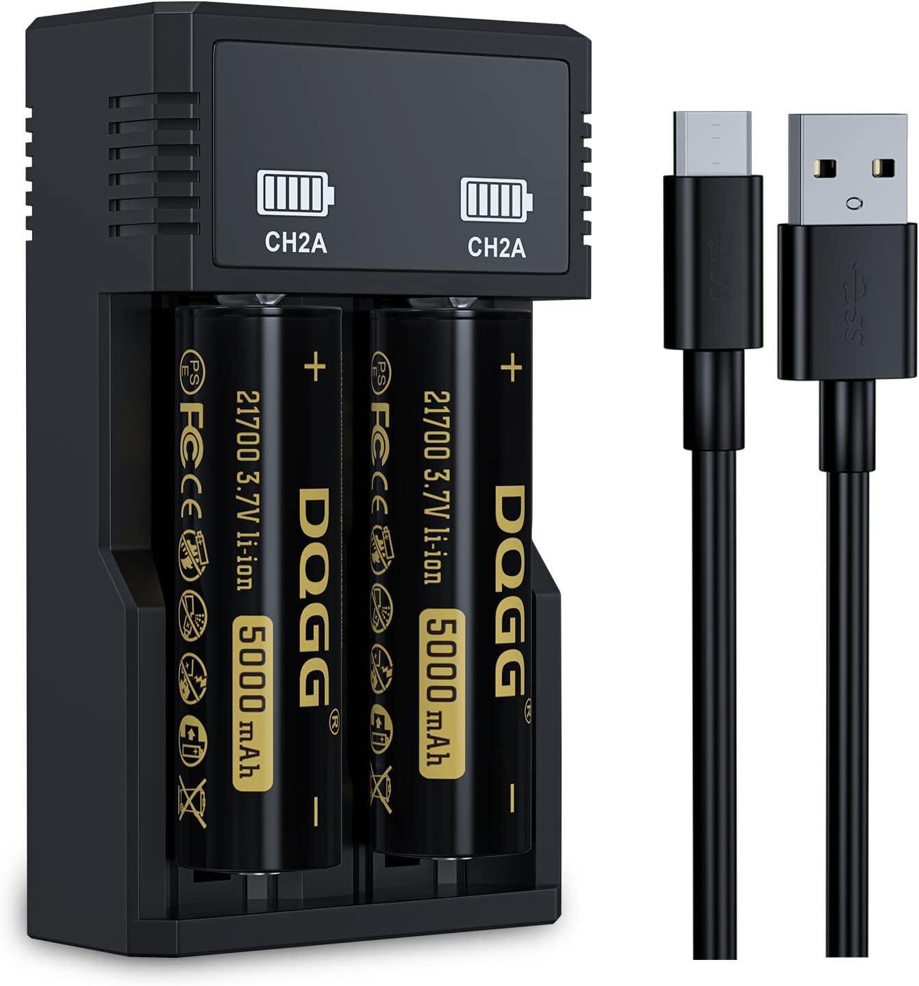 Amazon.com: DQGG 3.7 Volt 21700 Rechargeable Battery with Charger ...