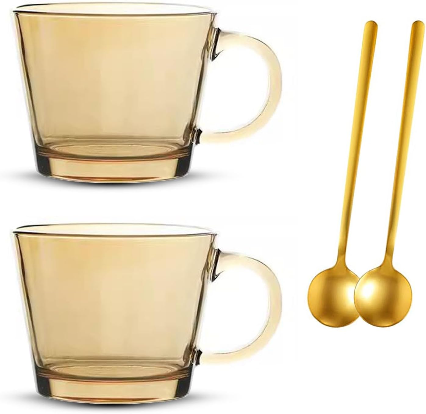 Amazon.com: YAMSH Large Clear Glass Coffee Mugs Set of 2,14.8 oz(440ml ...