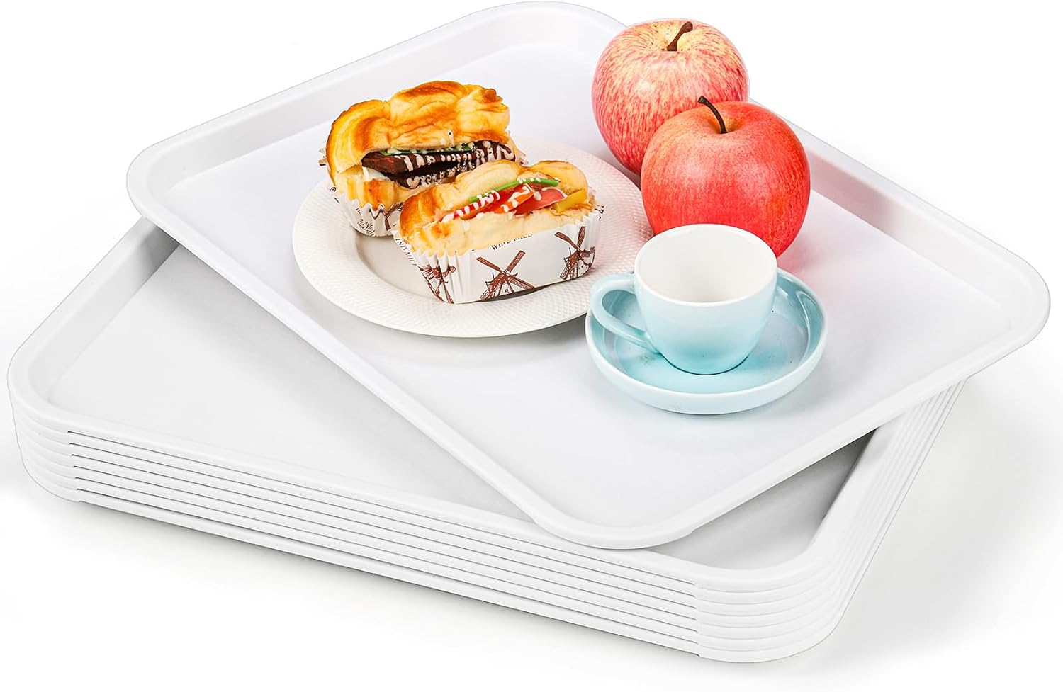 Amazon.com: Yarlung 8 Pack White Fast Food Trays, 16x12 Inch Plastic ...