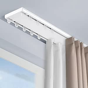 Amazon.com: Double Row Ceiling Curtain Track, Heavy-Duty Curtains Rails with Built-in silencer ...
