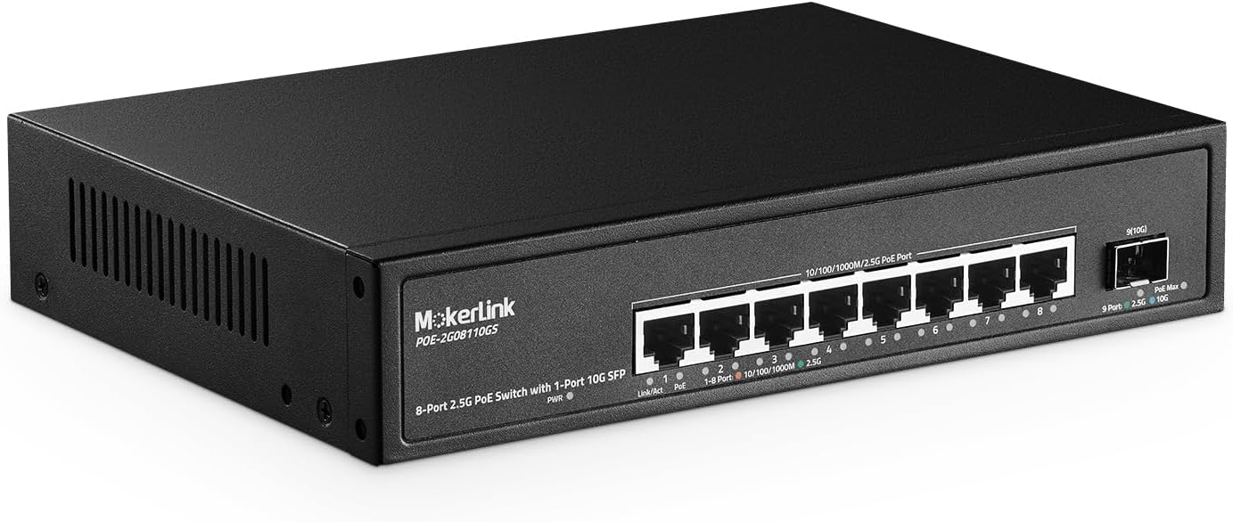 Amazon.com: 2.5GB Switch (5 Port) PoE++ for Ethernet Network - 1x90W (802.3bt) 4x30W (802.3at ...