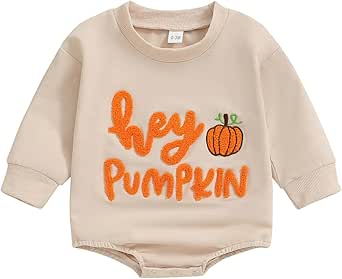 Amazon.com: Eadrioss Infant Baby Girl Boy Halloween Outfit Embroidered Pumpkin Romper Shirt ...