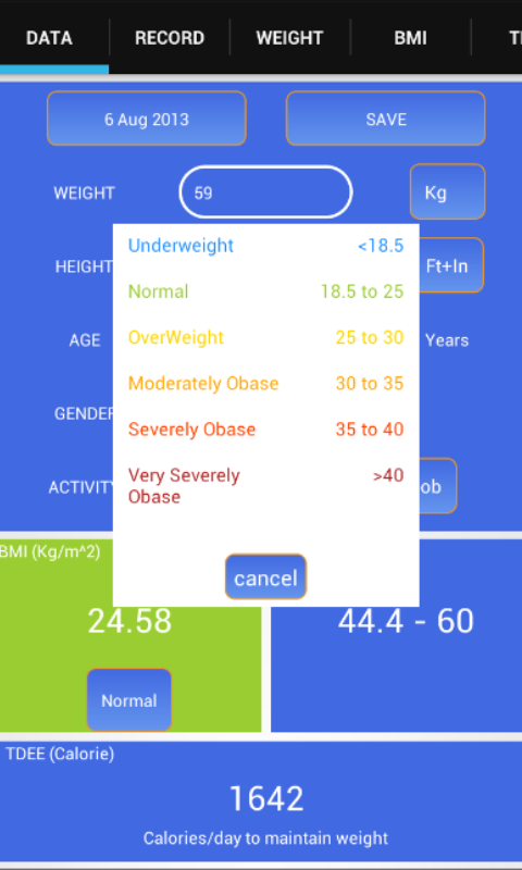 Weight and BMI Recorder:Amazon.de:Appstore for Android