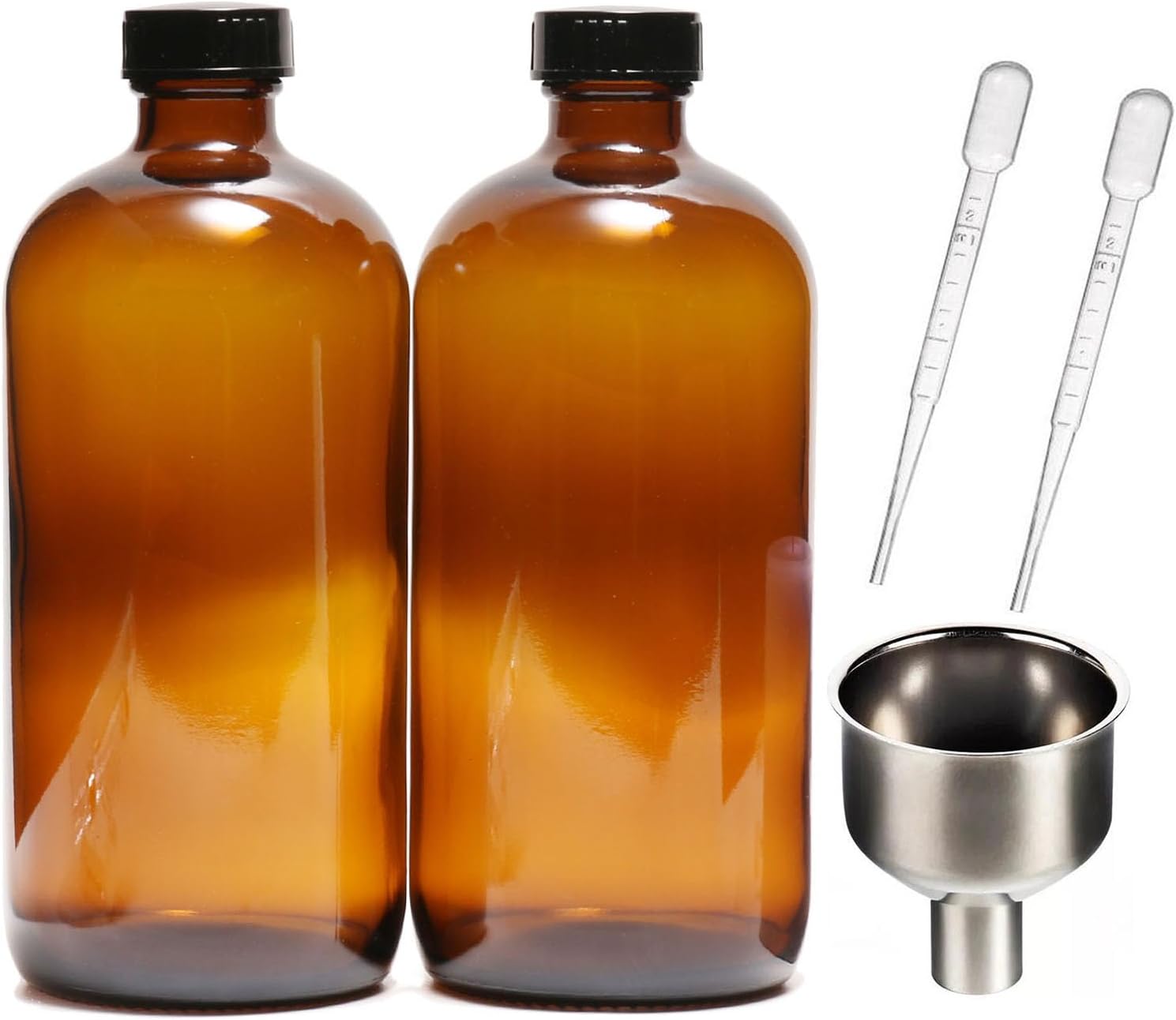 Amazon.com: 2 Pack 32 oz Amber Glass Boston Bottles with Phenolic Poly ...