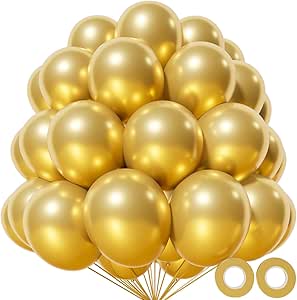 Amazon.com: KAWKALSH 110pcs Metallic Gold Balloons, 12 inch Metallic ...