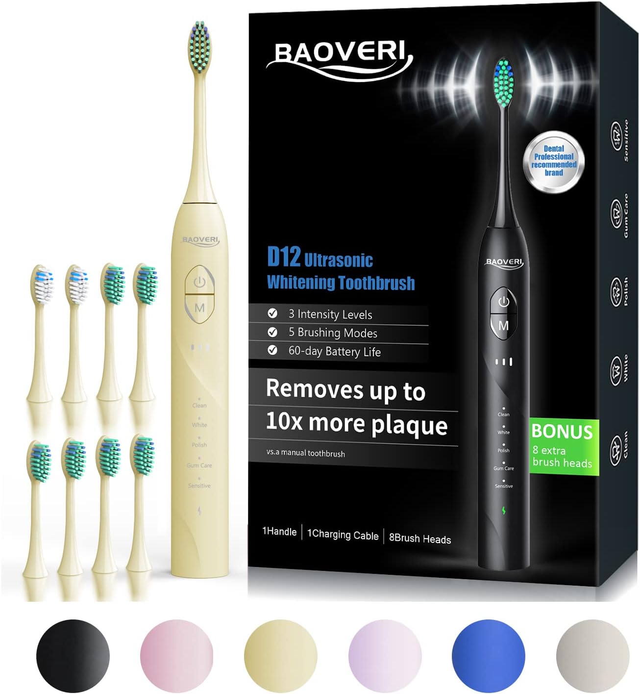 Amazon.com: BAOVERI Electric Toothbrush for Adults&Kids, Rechargeable ...