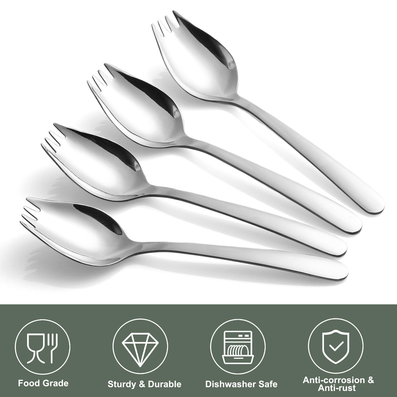 Snapklik.com : Sporks Stainless Steel 4 Pack, 5.9 Inch Reusable Metal ...