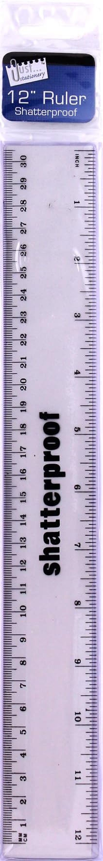 Just Stationery 6072/72 12 inch plastic Shatterproof Ruler : Amazon.co ...