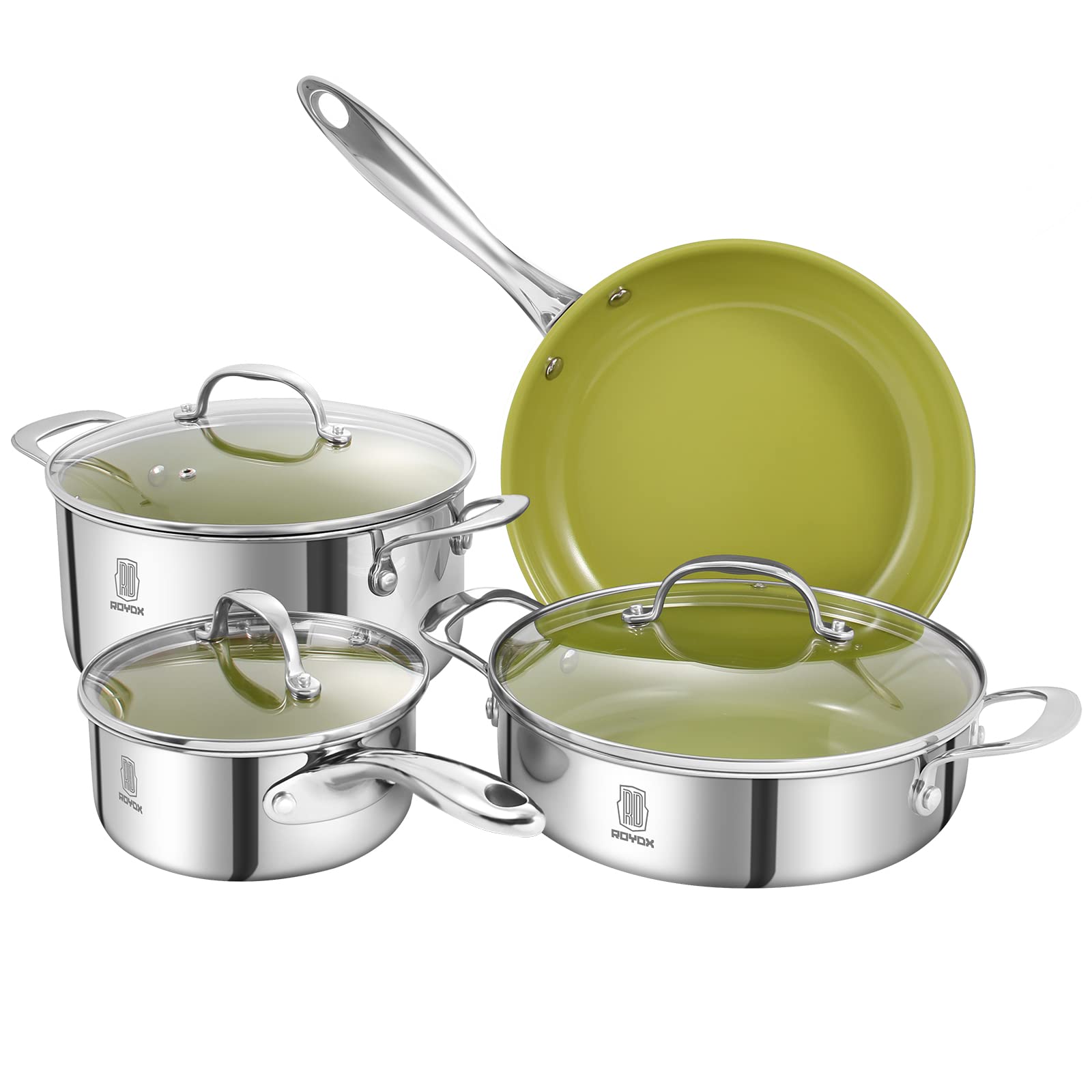 Buy ROYDX Pots and Pans Set 9 Piece Nonstick, kitchen Ceramic Coating ...