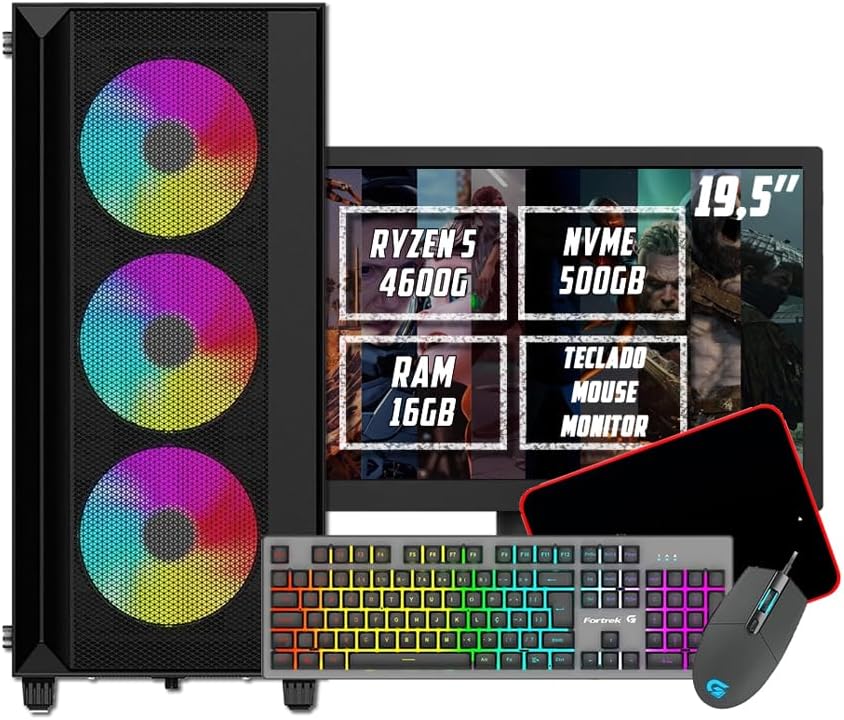 PC GAMER AMD RYZEN 5 5600GT - 16GB DDR4 - SSD 240GB - RADEON VEGA 7 - MONITOR 19'' - KIT GAMER ...