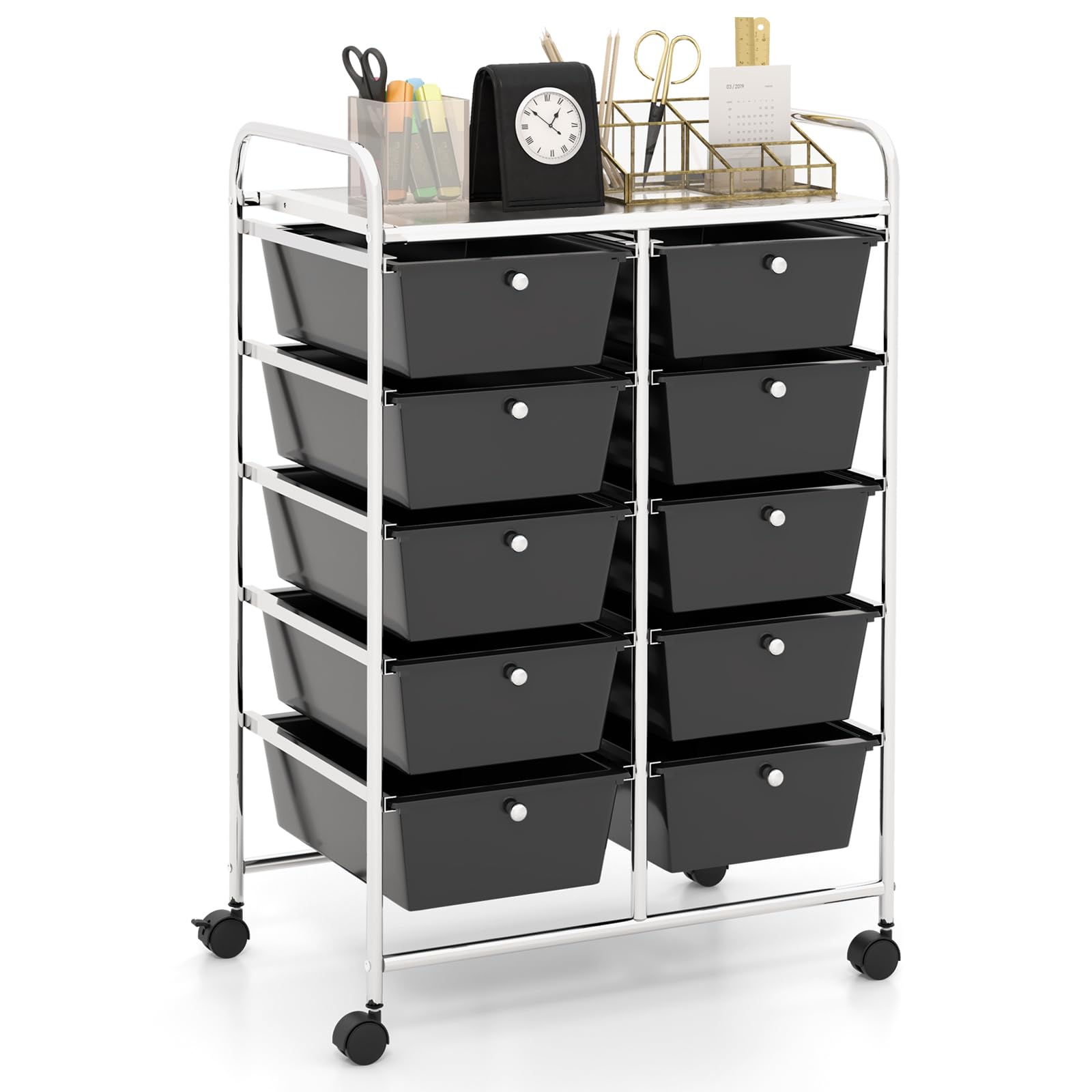 Snapklik.com : HAPPYGRILL 10-Drawer Rolling Storage Cart, Storage ...
