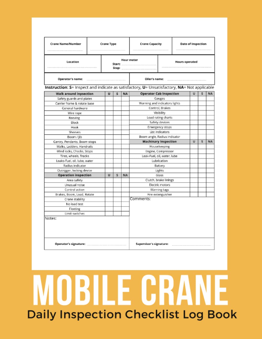 Mobile Crane Inspection Checklist Scaffold Inspection Report Form