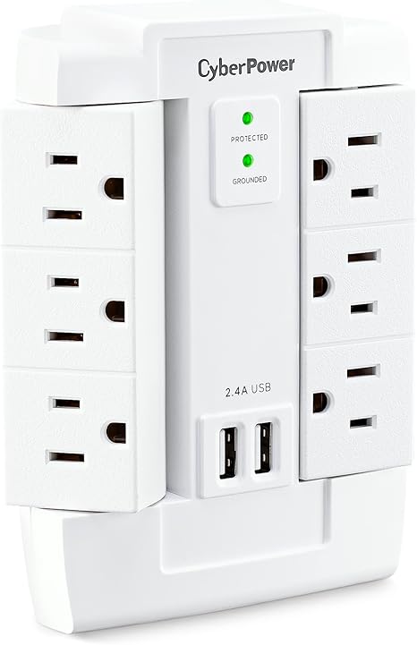 Amazon.com: CyberPower CSP600WSURC2 Surge Protector, 1200J/125V, 6 ...