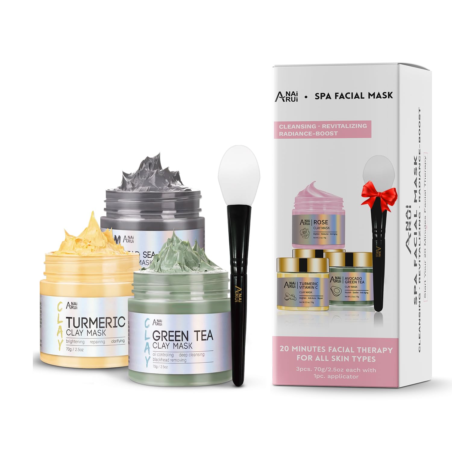 Amazon.com : ANAI RUI SPA Mask Set-Turmeric Clay Mask,Green Tea Mask ...