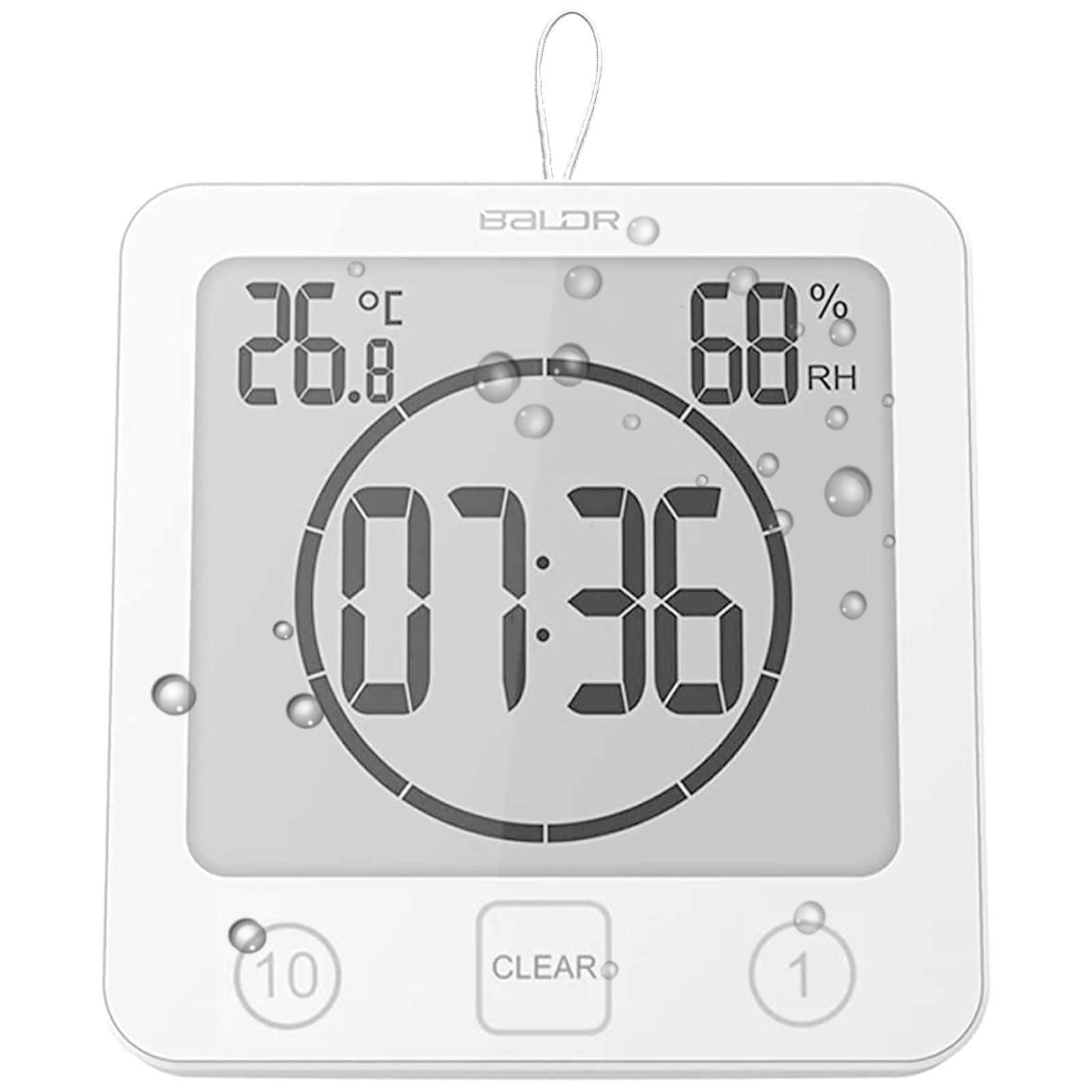 Waterproof Bathroom Wall Clock with Timer, Digital Water Resistant ...