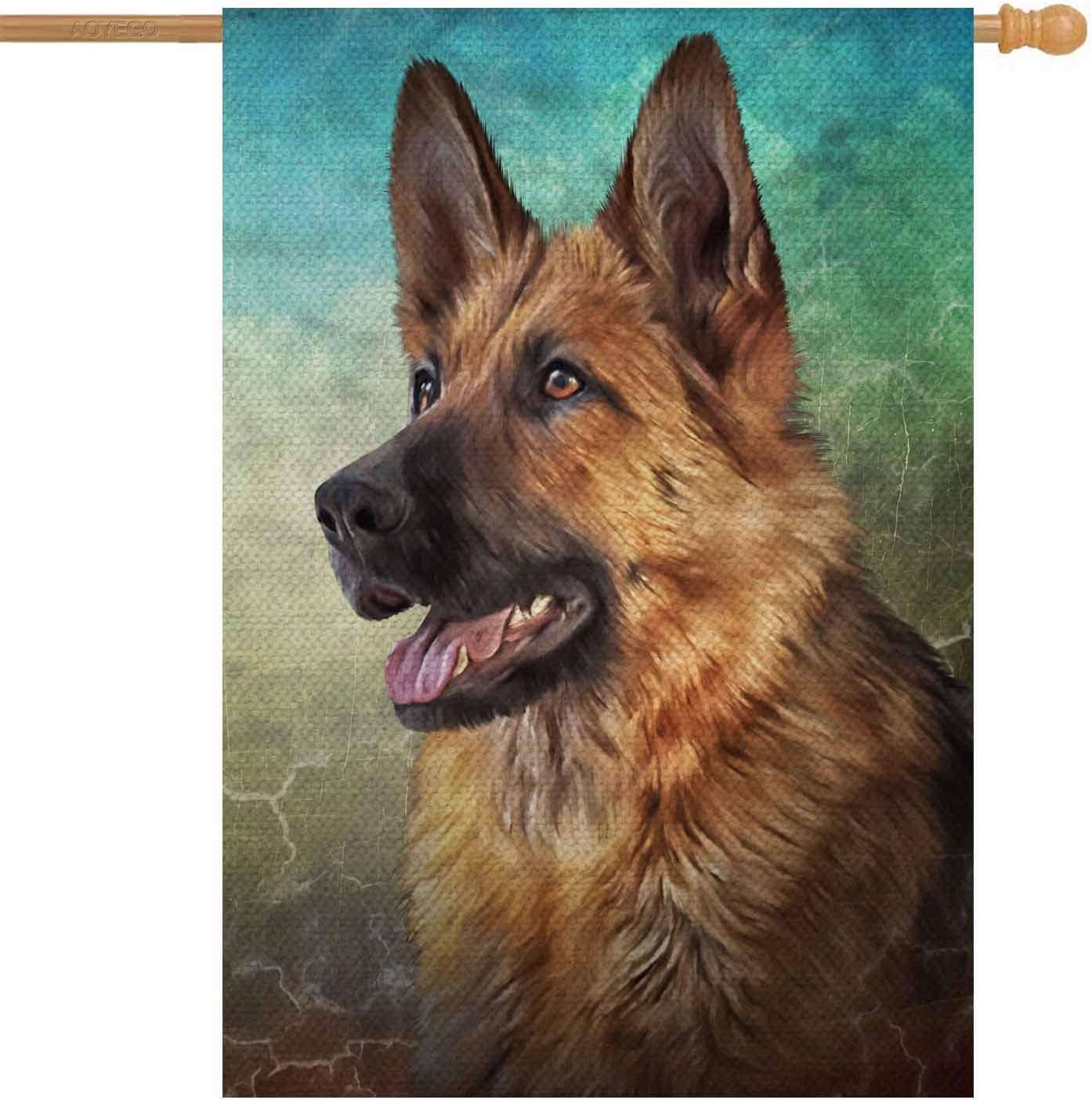 Amazon.com : AOYEGO German Shepherd Dog House Flags 28 x 40 Double ...