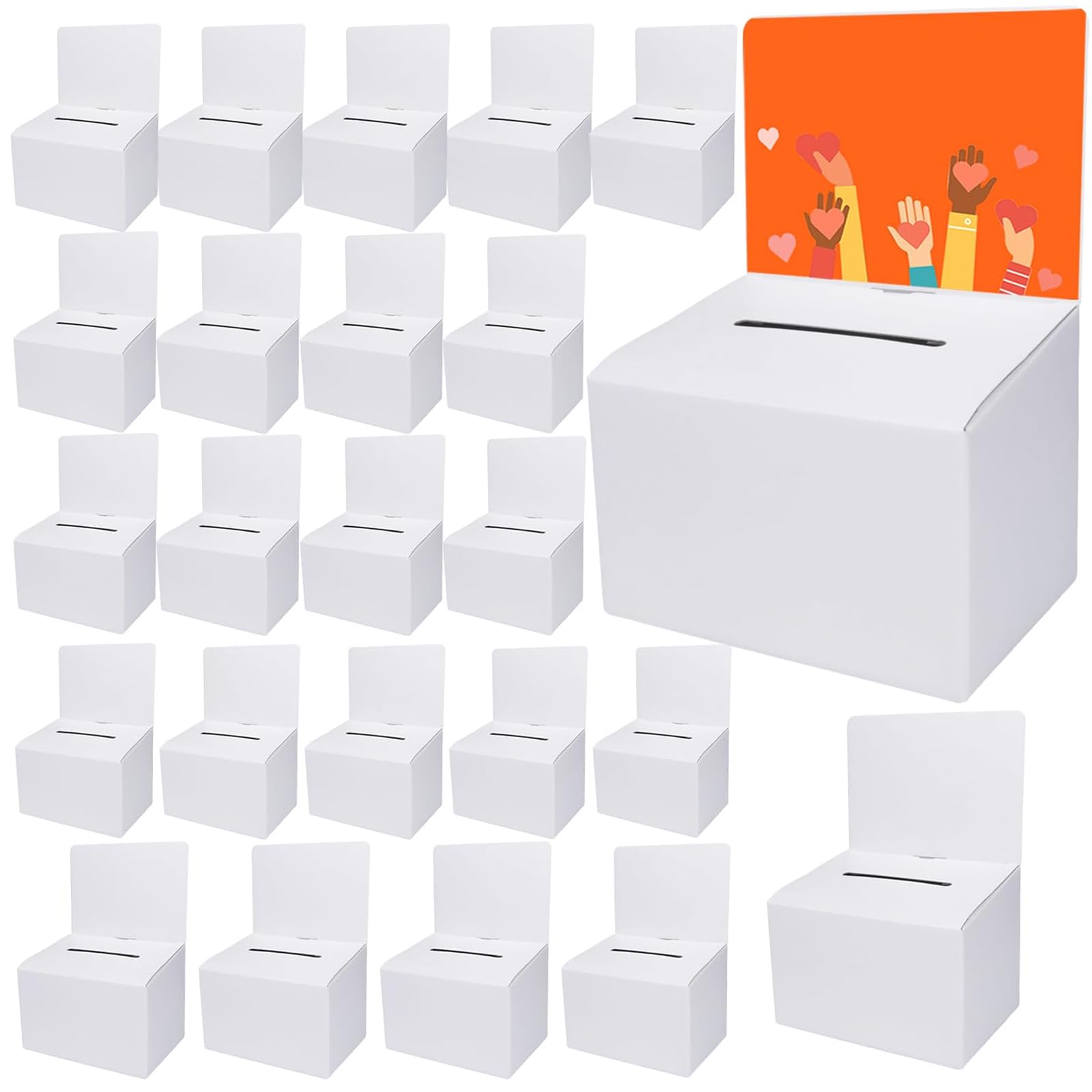 Amazon.com : 24 Pack Cardboard Ballot Box with Slot, White Glossy ...