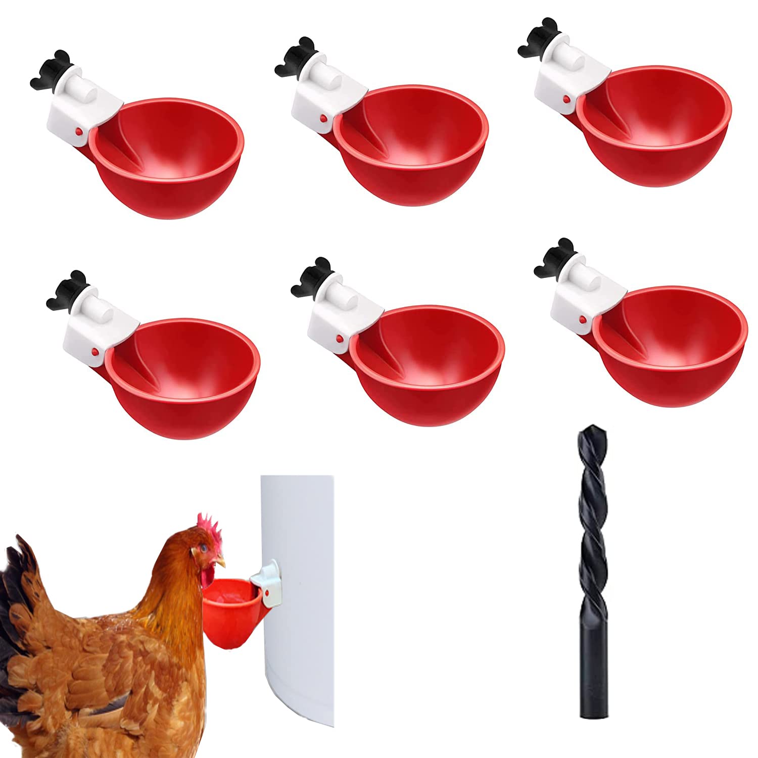 YQkangzhu 6Pcs Automatic Chicken Waterer Cups, Auto Filling Chicken ...