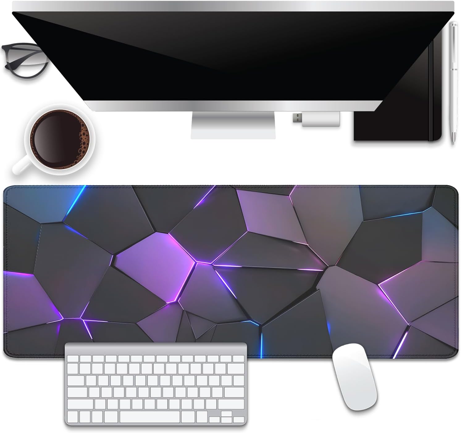 Amazon.com: Extend Cool Polygons Desk Pad Mouse Pad,Large XL Mouse Mat ...