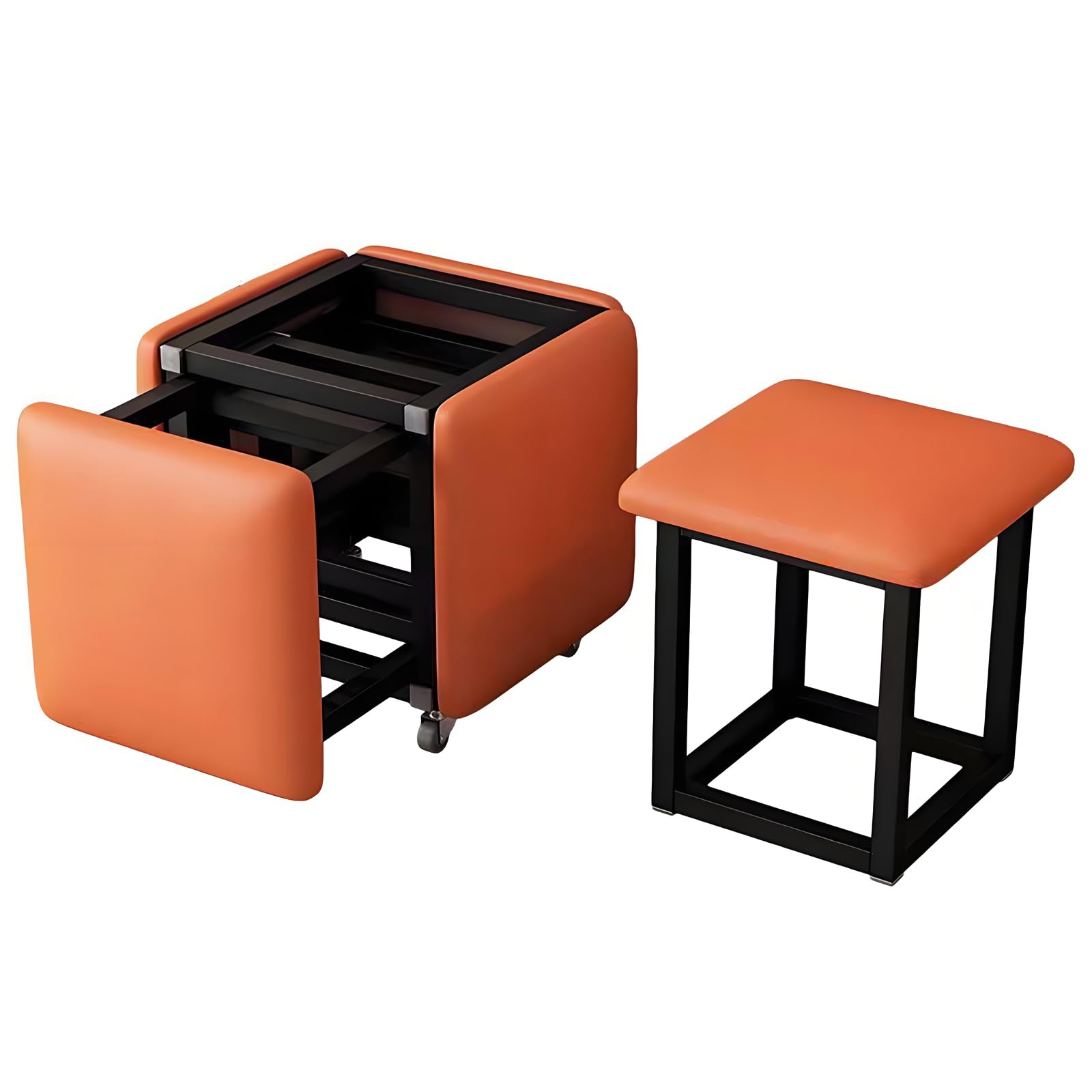 Amazon.com: OOFAYJIA 5 in 1 Nesting Ottoman Cube Chair, Leather Square ...