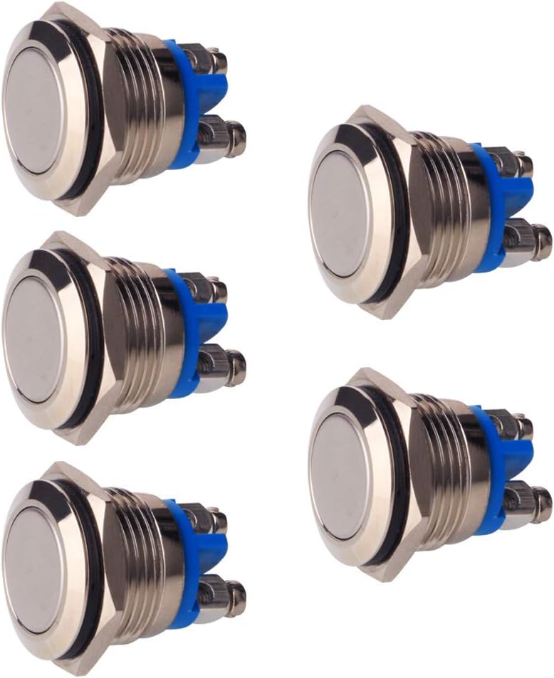 Gebildet 5pcs Momentary Push Button Screw Type terminals Stainless ...