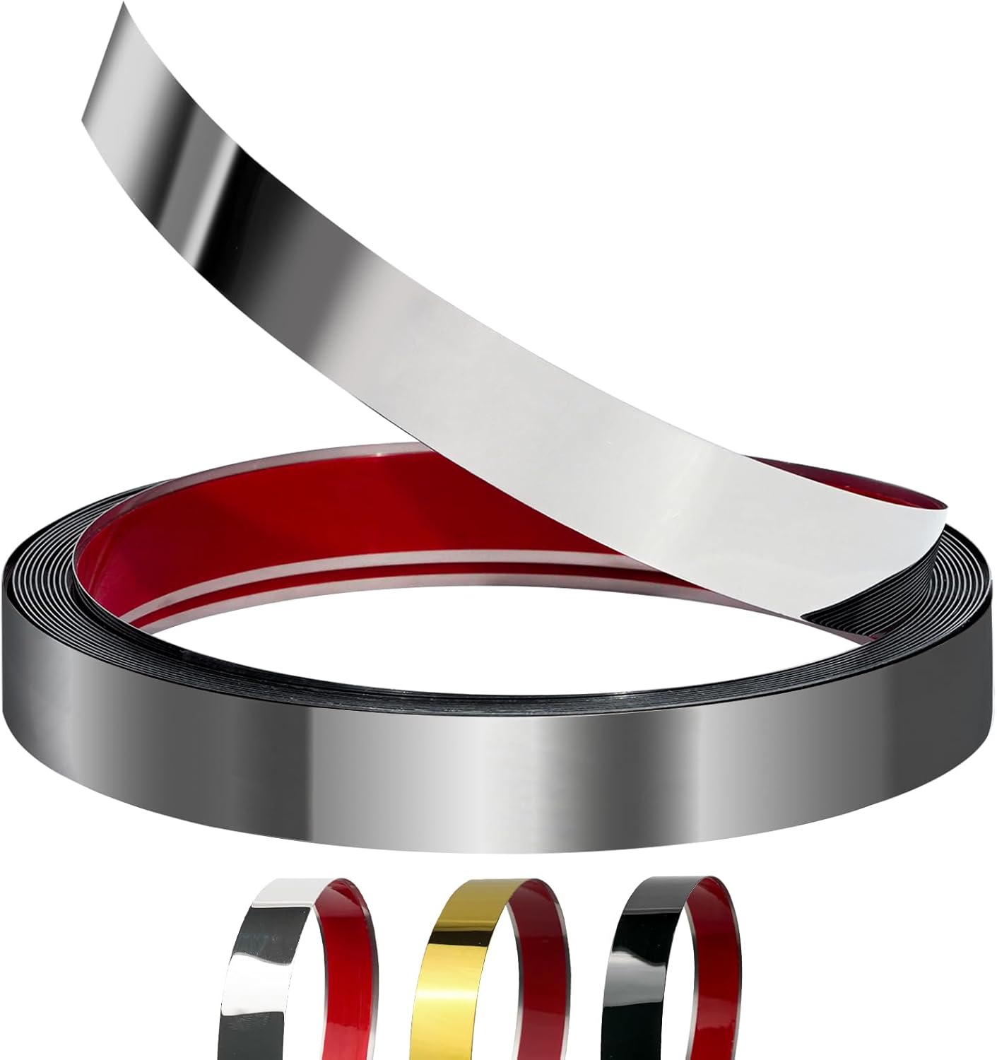 Amazon.com: JSIWOTH 20 Ft Peel and Stick Trim, Shiny Silver Metal ...
