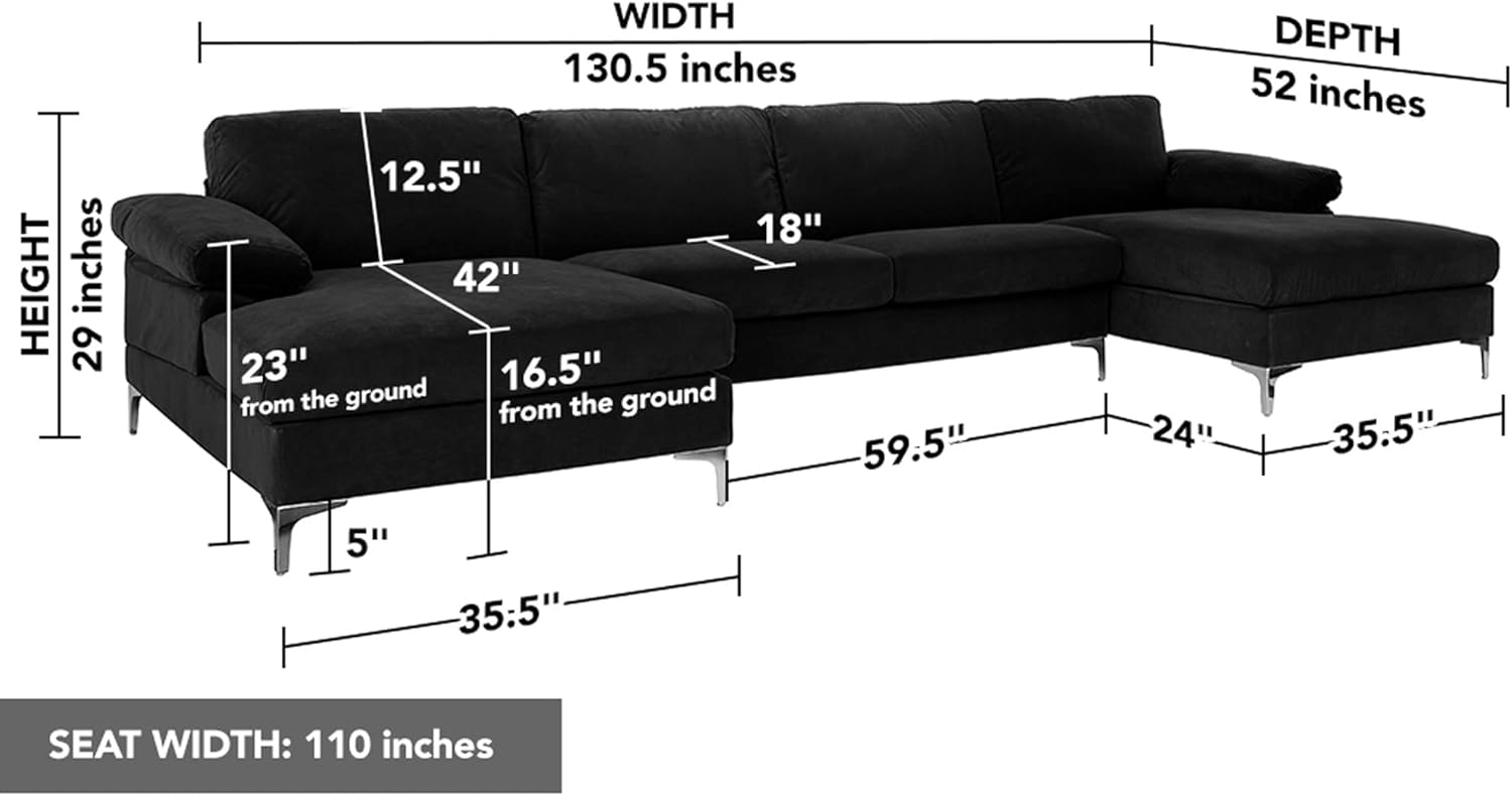 Casa AndreaMilano Sofá modular moderno en forma de U de tela de terciopelo grande diván doble ...