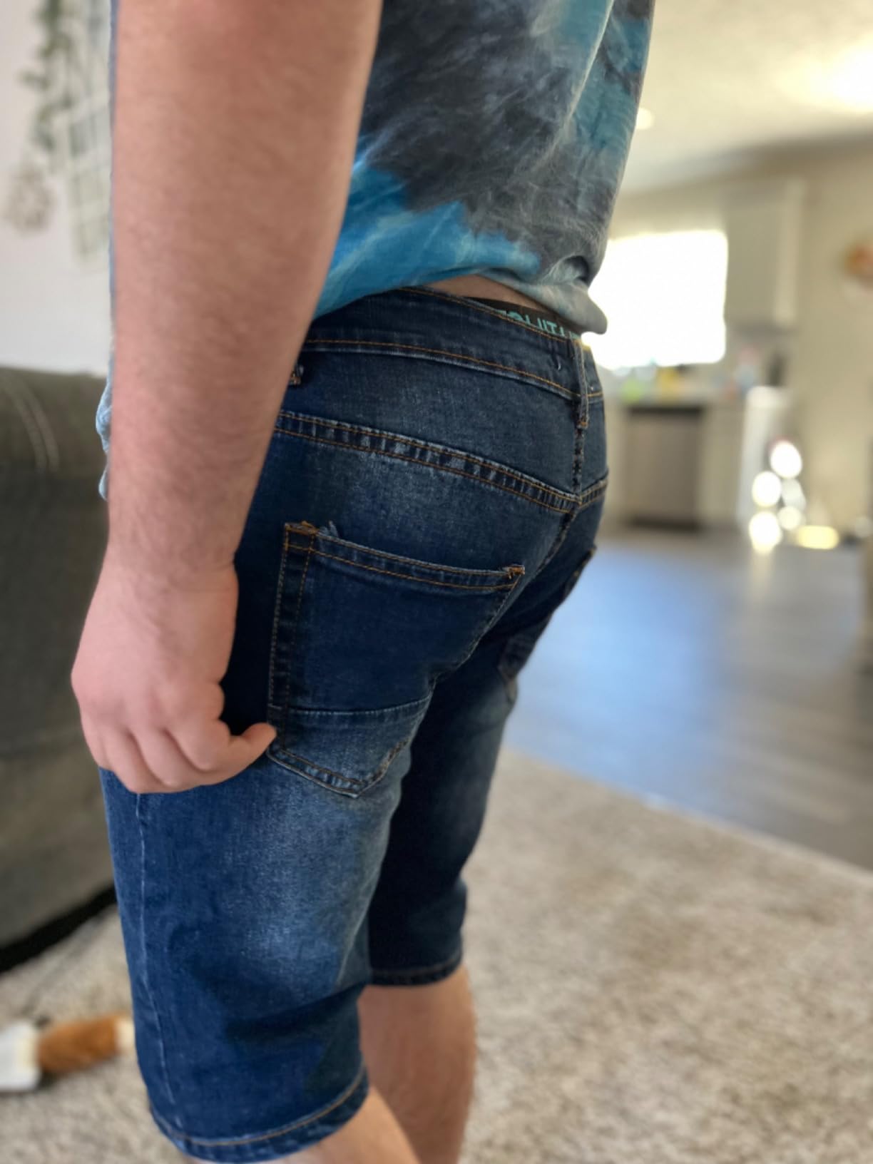 Amazon.com: Muscle Alive Men's Denim Shorts 11" Inseam Slim Fit Stretch ...