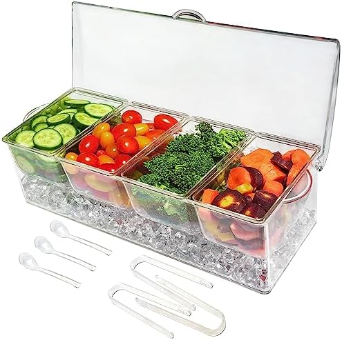 Amazon.com | 2 Pieces 5 Chilled Condiment Server with Hinged Lid ...