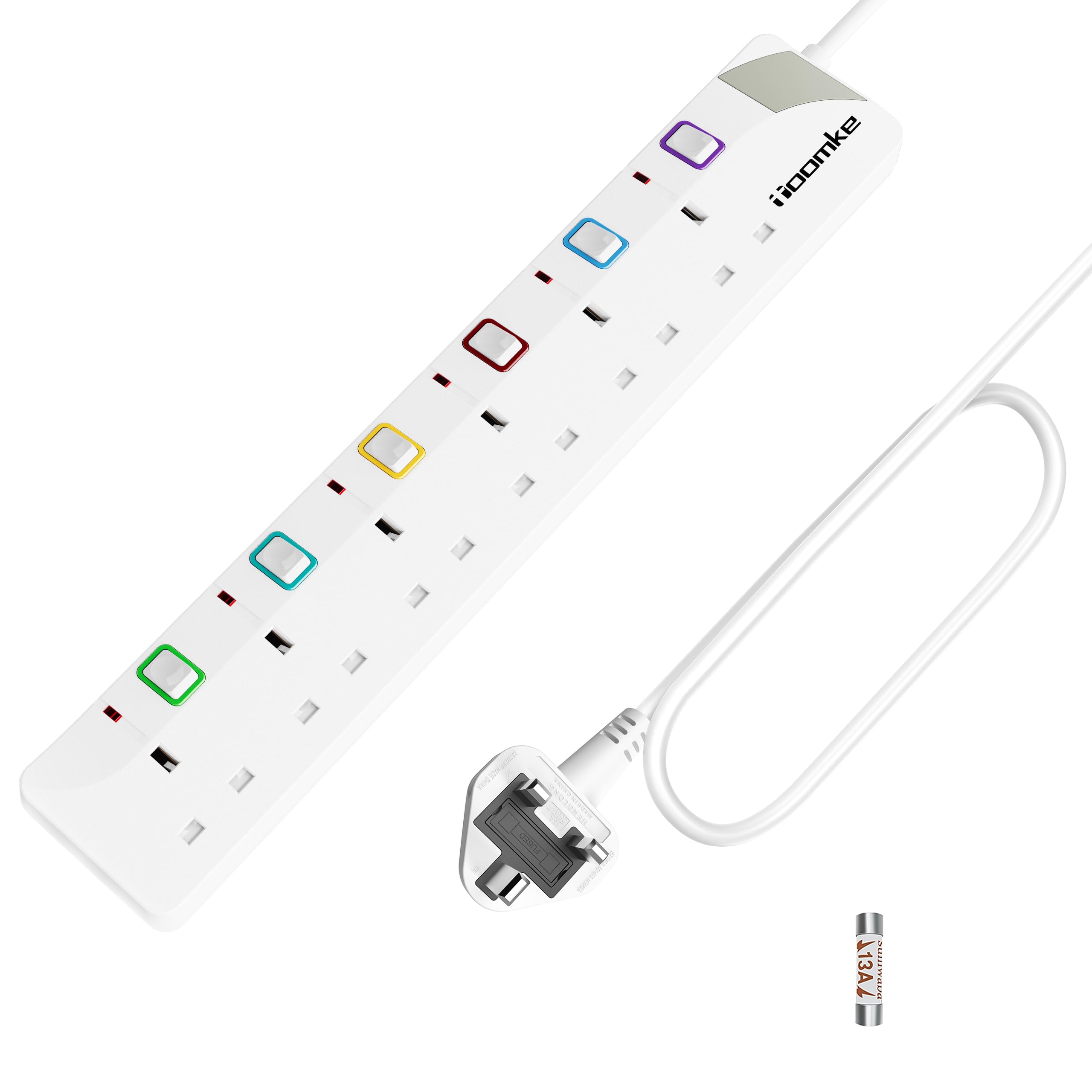 Toomke 3M Extension Lead 6 Way Multi Plug Extension Sockets with ...