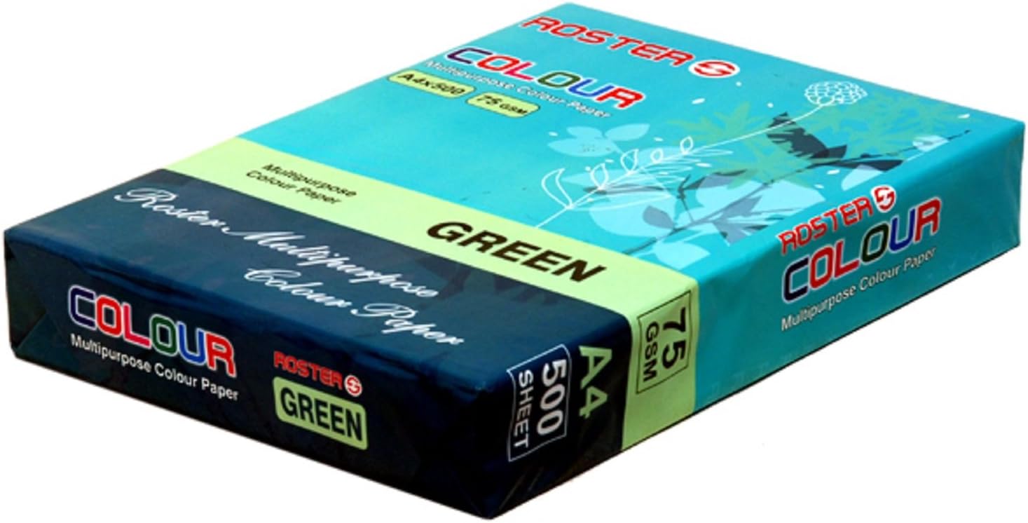 Roster Green Colour Copier Paper - A4, 75 GSM, 4 Ream ( 1 ream = 500 ...