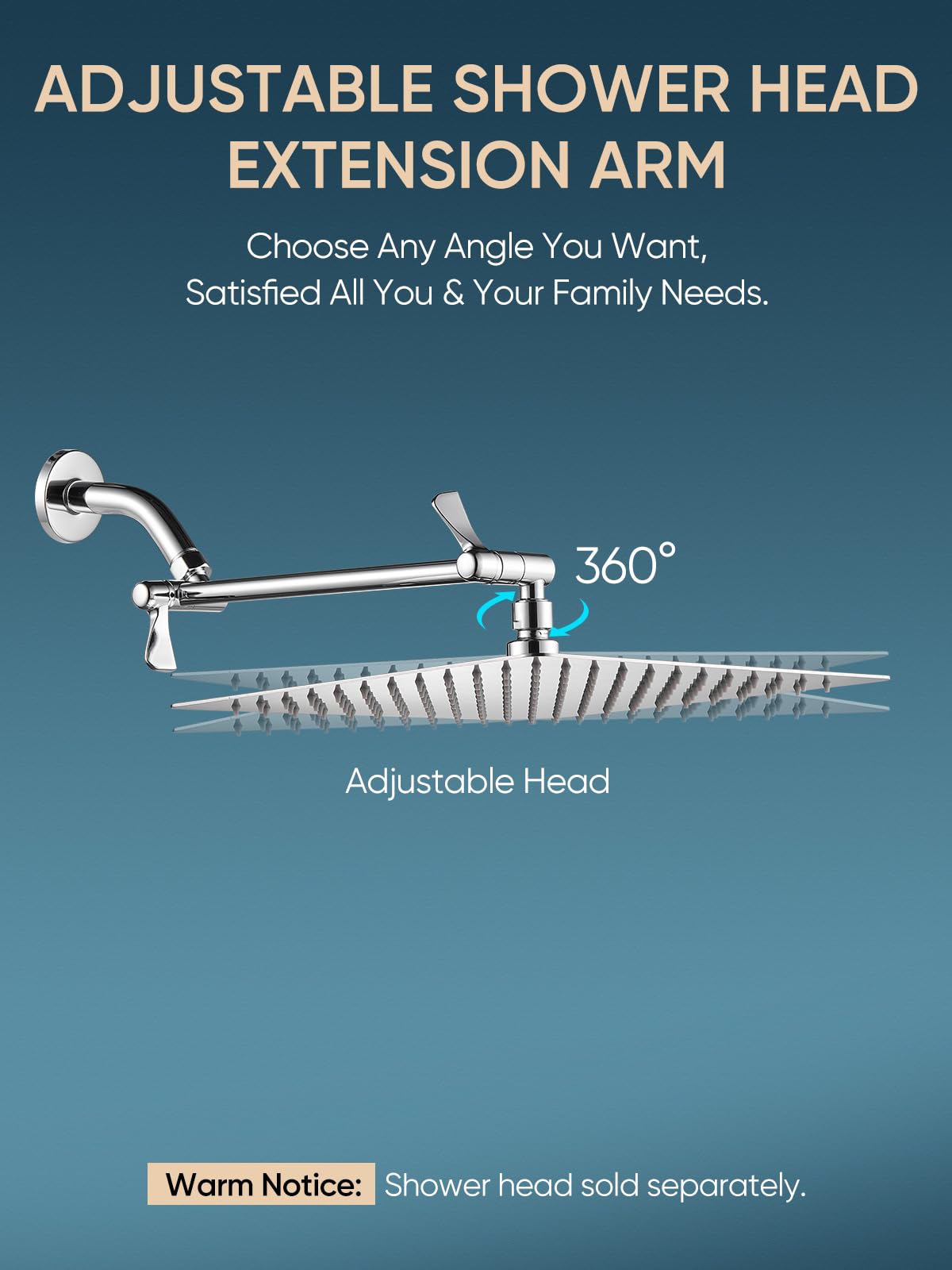 Snapklik.com : 11" Shower Extension Arm, G1/2" Fitted Solid Brass ...