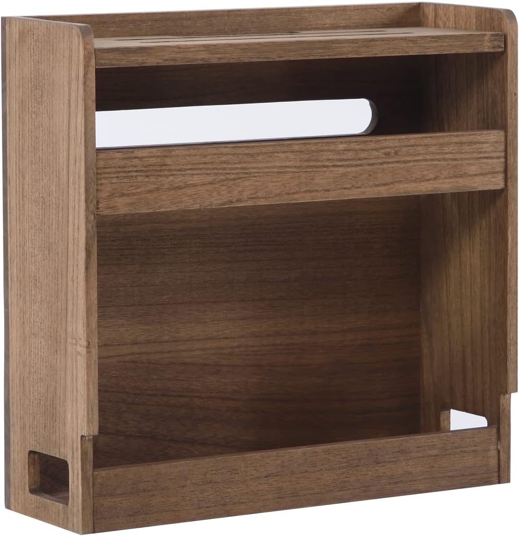 KIRIGEN Wifi Router Storage Box, Wooden Wireless Router Organizer Rack ...