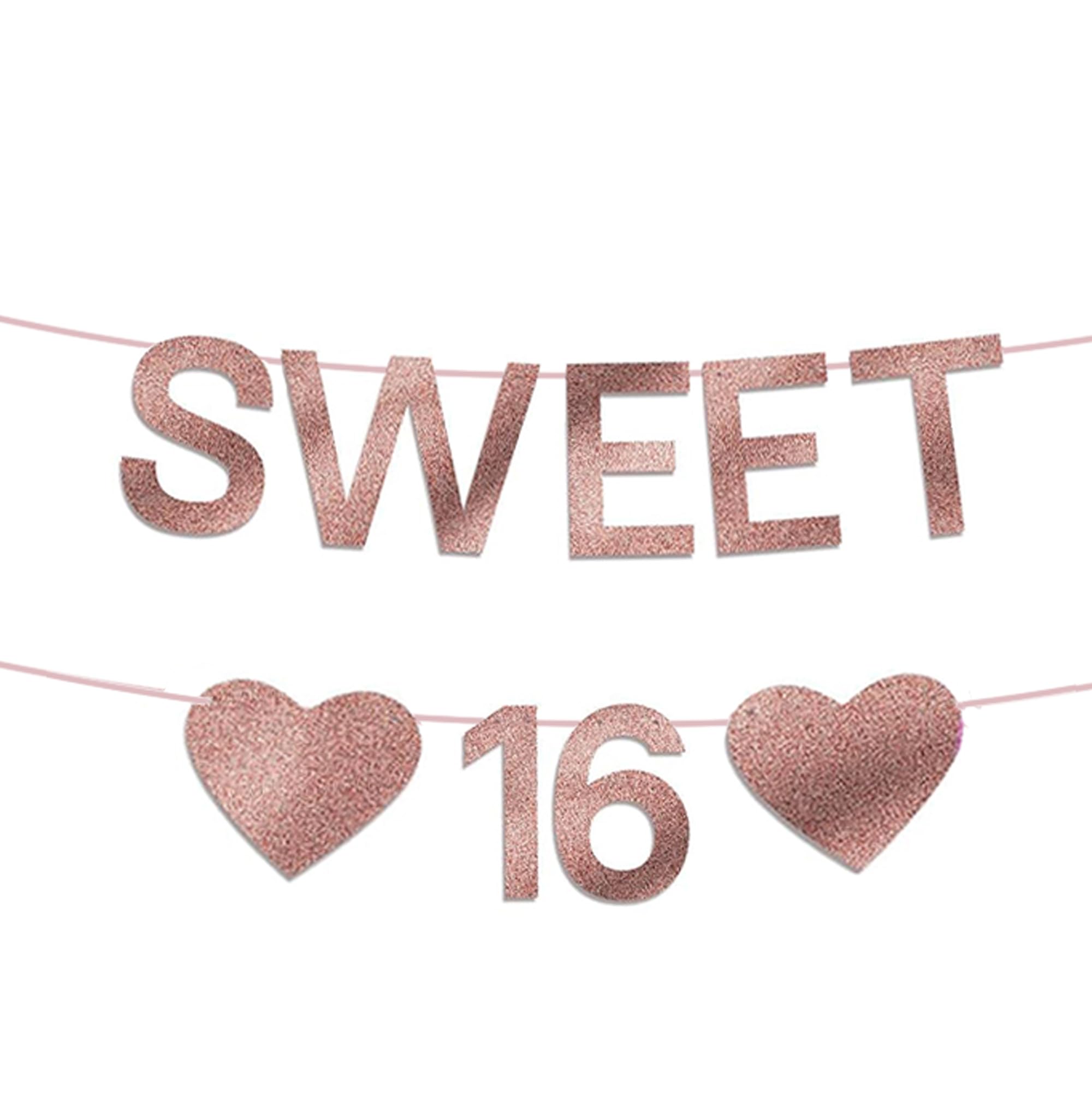 Amazon.com: JunyRuny Sweet 16 Party Decorations, Rose Gold Sweet 16 ...