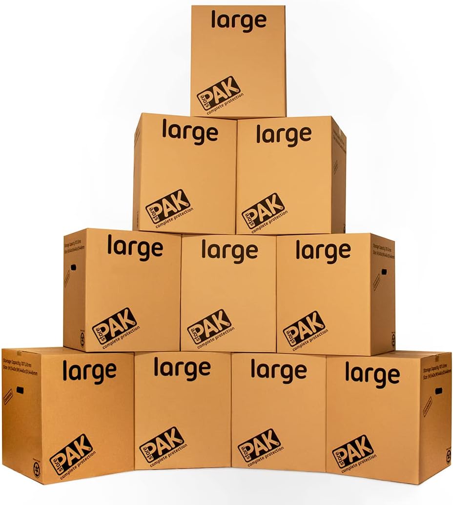 StorePAK Heavy Duty Large Storage Boxes / Strong Moving Box, 107 Litres ...