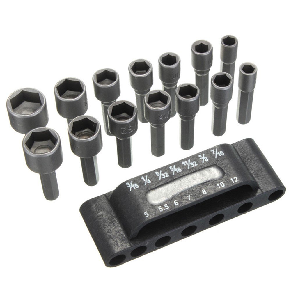 Amazon.com: Power Nut Driver Bit Set 14 Pcs Quick-Change Hex Shank Set ...