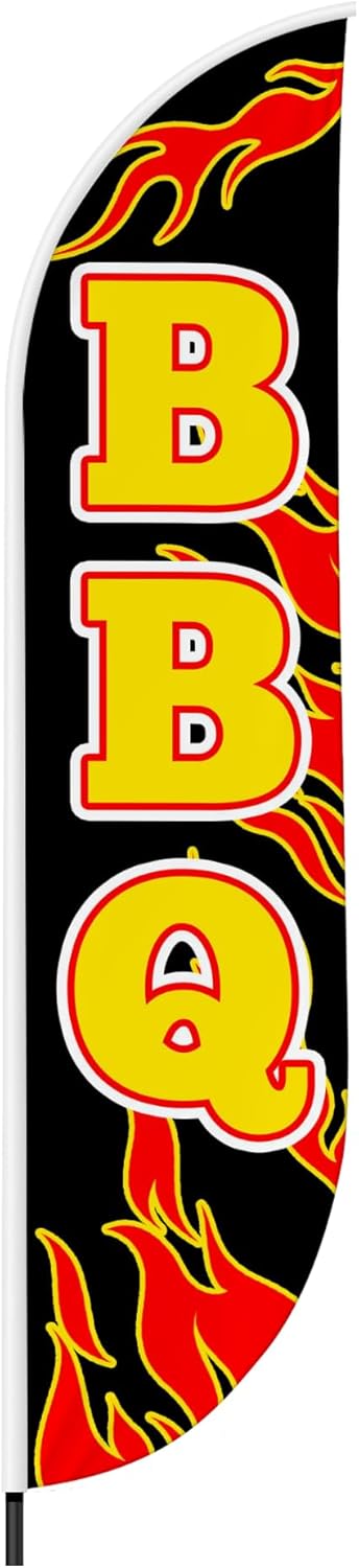 Amazon.com: BBQ Feather Flag(11.5feetX2.5feet) by DreamController ...